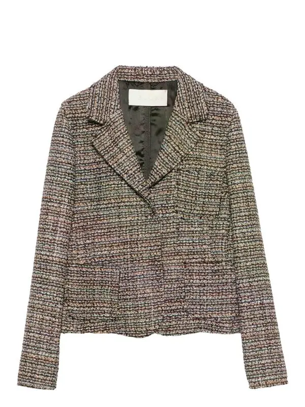 I BLUES Bouclé-knit Single-breasted Jacket - Brown