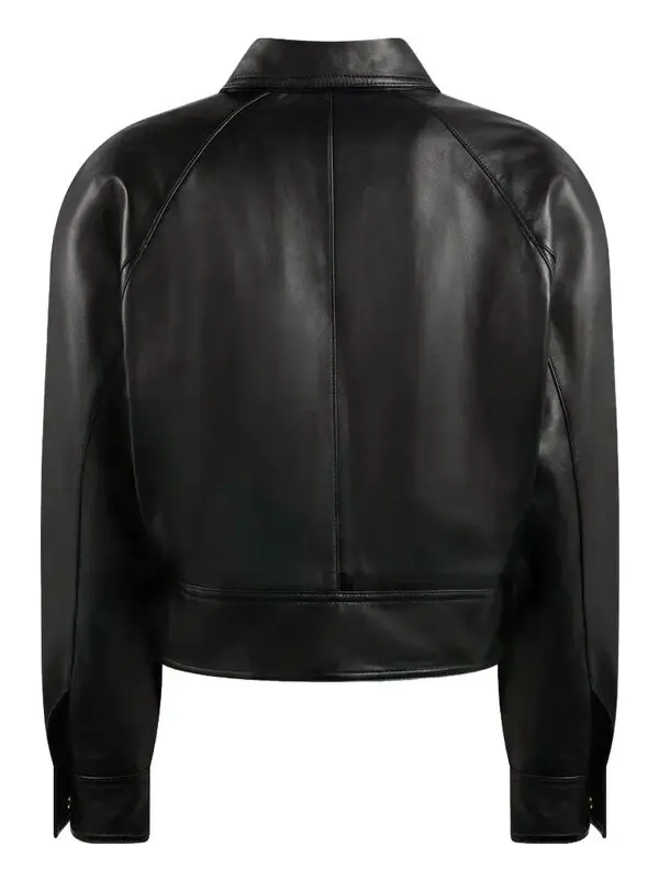 GIUSEPPE ZANOTTI Leather Jacket With Gold-tone Details - Black