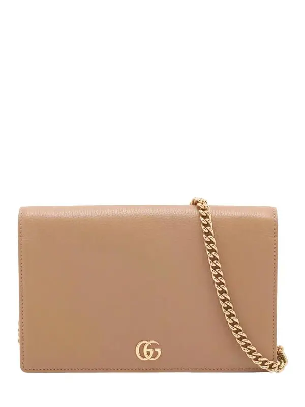 Gucci Gg Marmont Leather Wallet On Chain Crossbody Bag - Neutrals