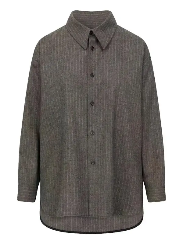 ROSSI Siyan Pinstripe-pattern Shirt - Grey