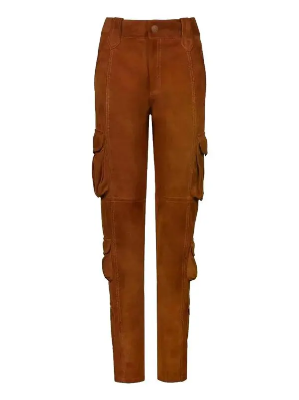 Johanna Ortiz Safari Cartography Suede Cargo Pants - Brown