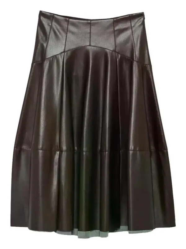 Liu Jo Panelled Pleated Midi Skirt - Brown