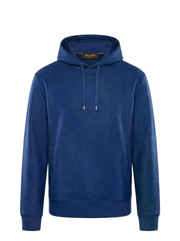 MOORER Logo-detail Drawstring Hoodie - Blue