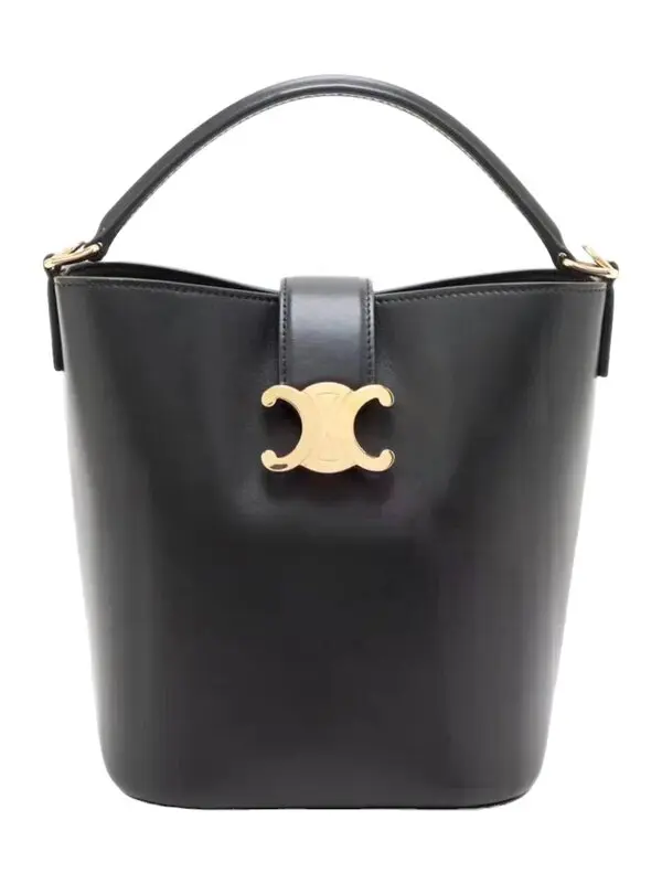 Celine Smooth Calfskin Louise Bucket Bag Satchel - Black