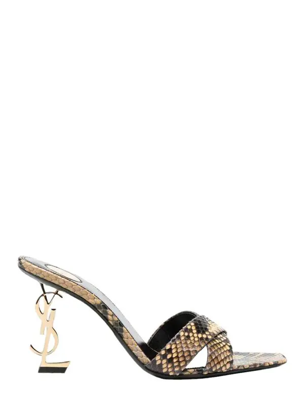 Saint Laurent Opyum Snakeskin-effect Sandals - Brown