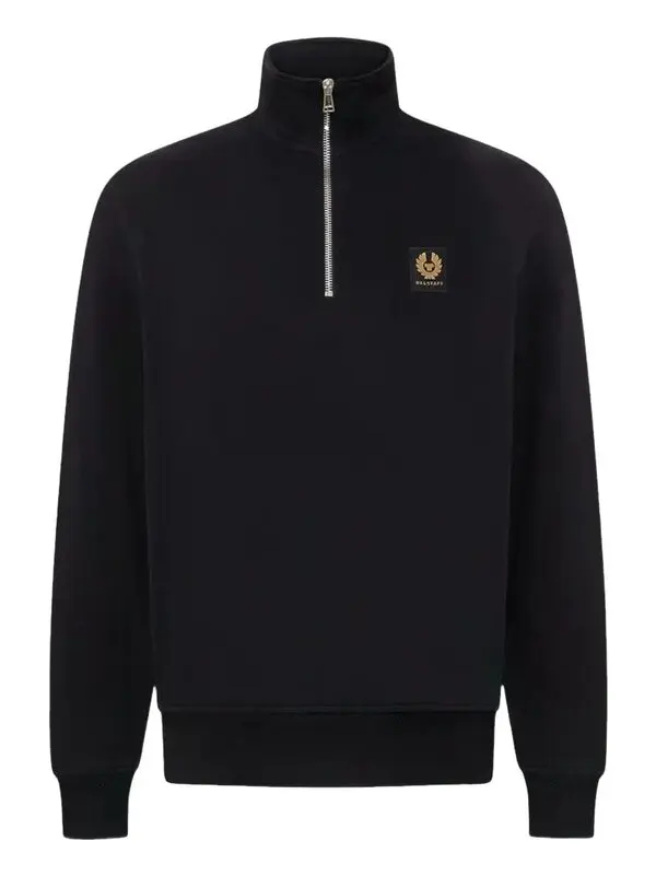 Belstaff Quarter-zip Logo-patch Sweater - Black
