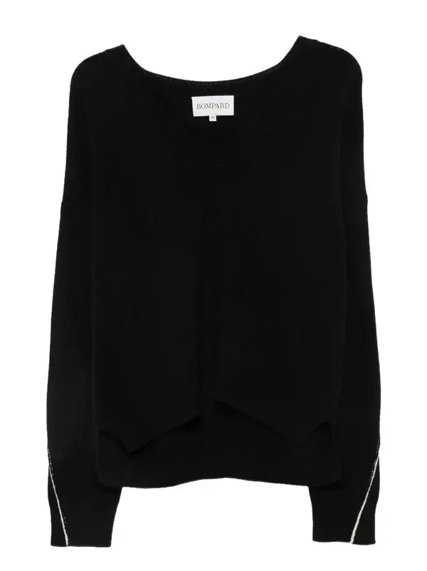 Eric Bompard V-neck Cashmere Sweater With Side Slits - Black