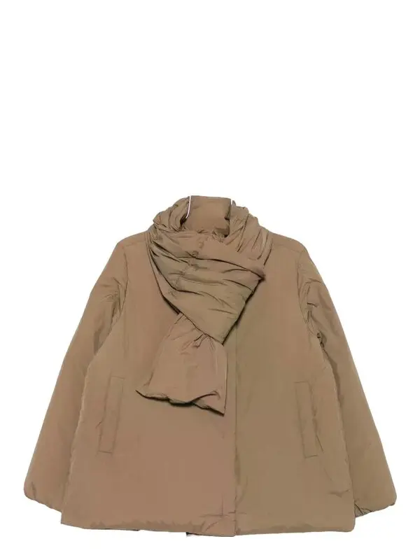 I BLUES Padded Jacket With Detachable Scarf - Neutrals