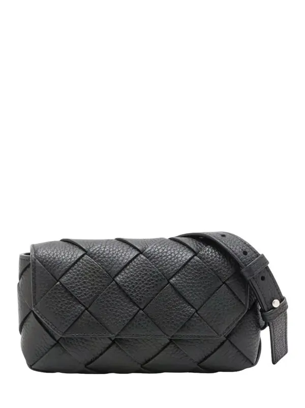 Bottega Veneta Grained Calfskin Intreccio Diago Belt Bag - Black