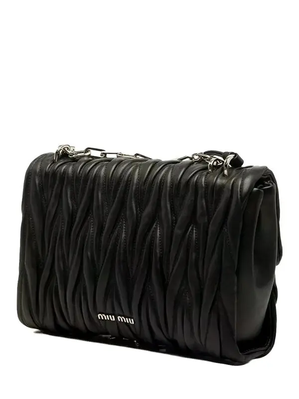 Miu Miu Matelasse Nappa Push Lock Flap Shoulder Bag - Black