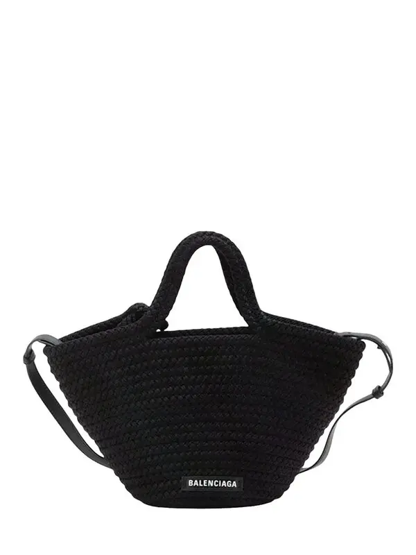 Balenciaga Small Woven Ibiza Basket Bag Satchel - Black