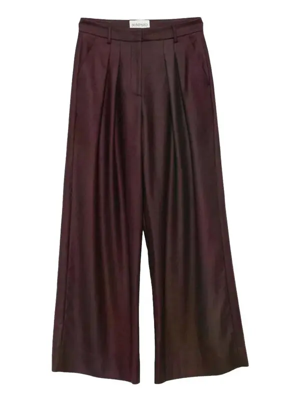 Eric Bompard Pleated Twill Palazzo Pants - Brown
