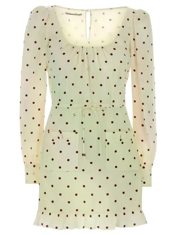 Alessandra Rich Polka-dot Ruffled Mini Dress - Neutrals