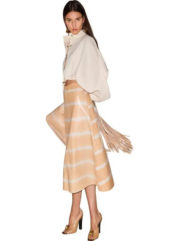 Alexis Gwyn Genuine Leather Midi Skirt - Neutral