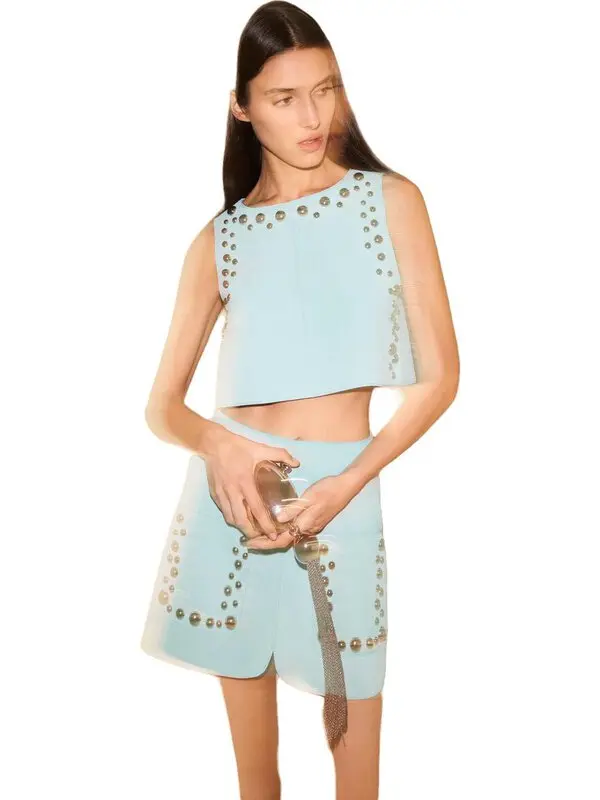 Alexis Mollie Genuine Suede Mini Skirt - Blue