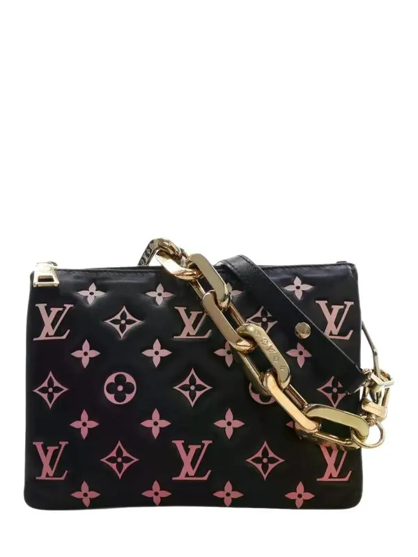 LOUIS VUITTON Bicolor Monogram Embossed Lambskin Coussin Bb Satchel - Black