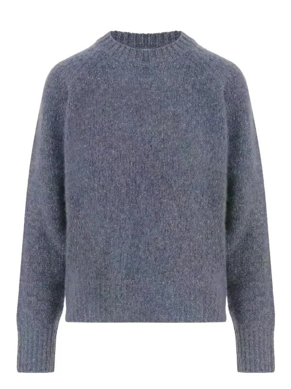 ALLUDE Crew Neck Raglan Sleeve Sweater - Blue