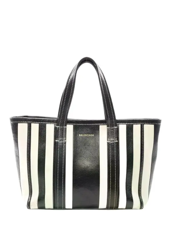 Balenciaga 2000s Barbes Striped Tote Bag - Black