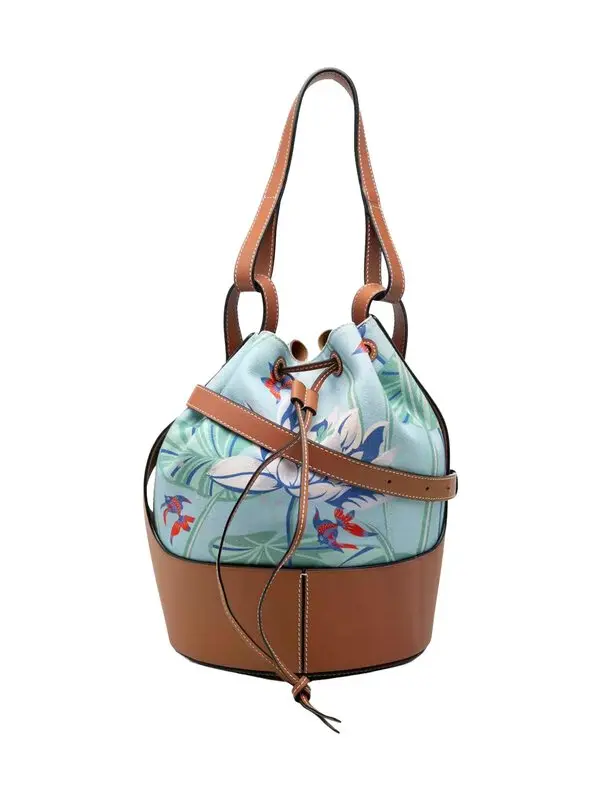 Loewe Canvas Mermaid Print Balloon Drawstring Bucket Bag - Blue