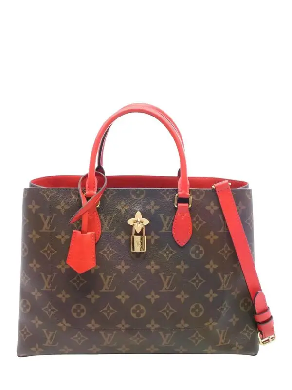 LOUIS VUITTON Monogram Flower Tote Satchel - Brown