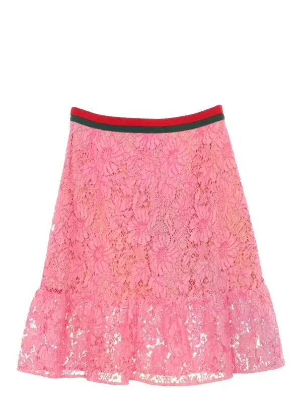 Gucci Web-stripe Lace Midi Skirt - Pink