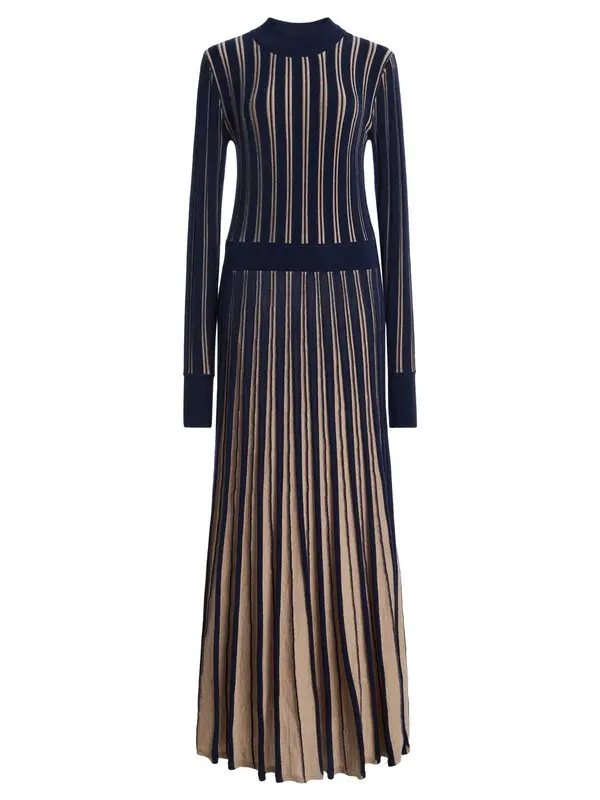 Cara Cara Mariella Pleated Wool Midi Dress - Stripe