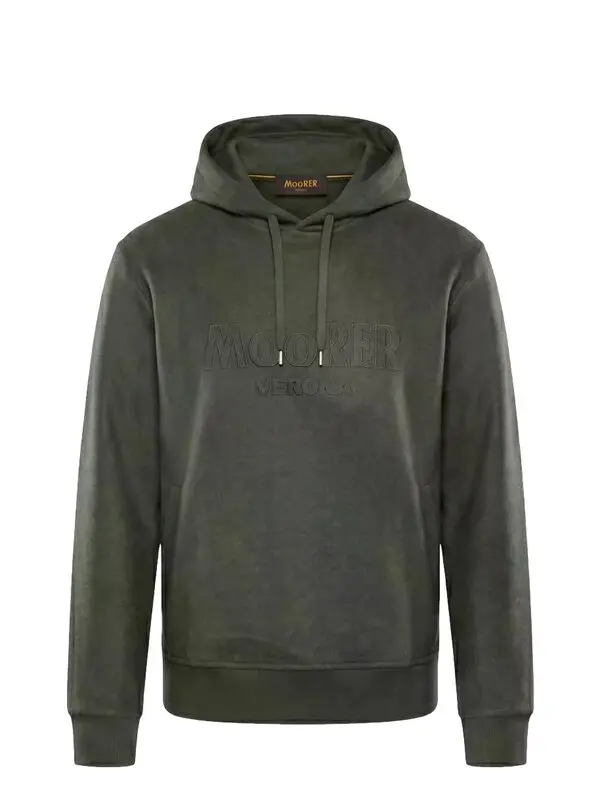 MOORER Malcom Logo-detail Hoodie - Green