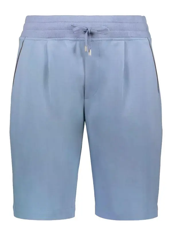 MOORER Broderick Drawstring Waist Pleated Shorts - Blue
