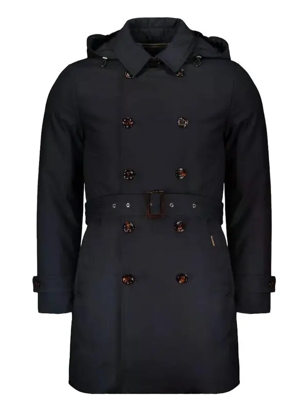 MOORER Belted Hooded Jacket - Blue