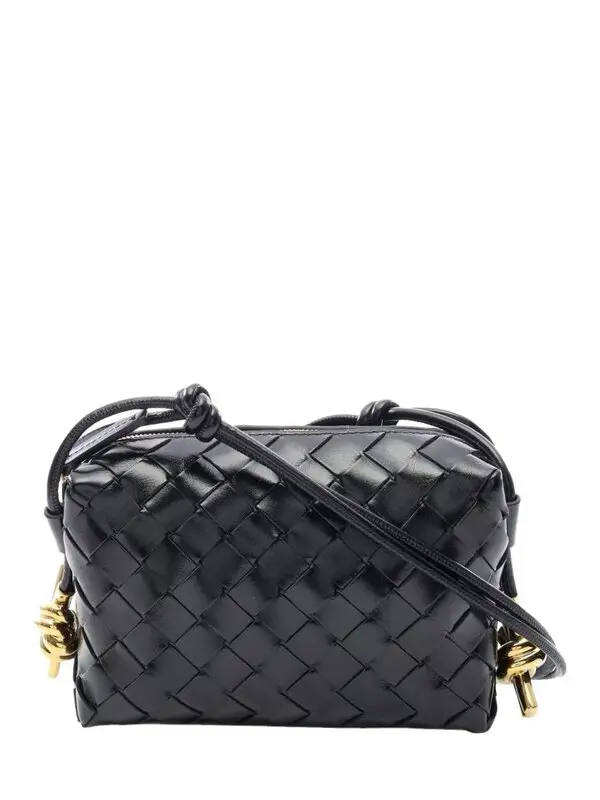 Bottega Veneta 2020s Mini Intrecciato Loop Cross Body Bag - Black