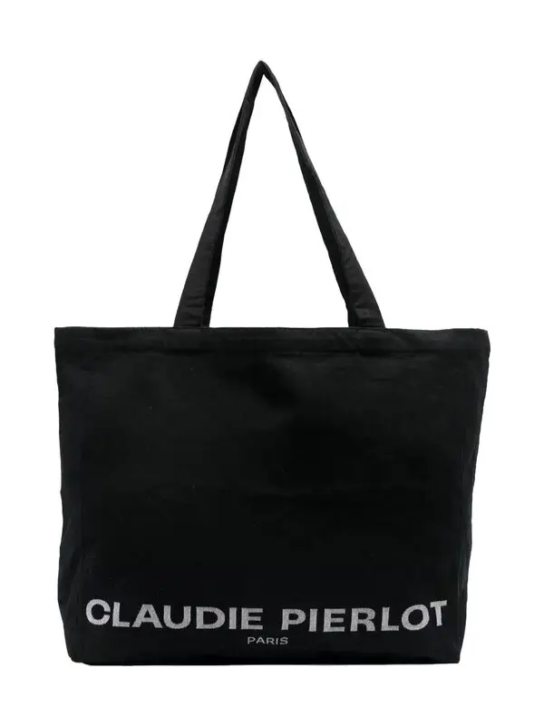 Claudie Pierlot Cotton Tote Bag With Logo Print - Black