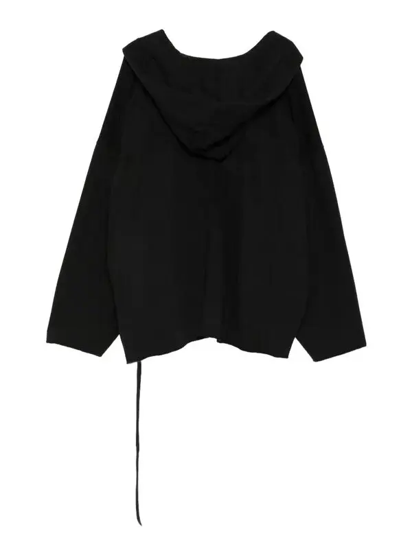 Rick Owens V-neck Asymmetric Hoodie - Black