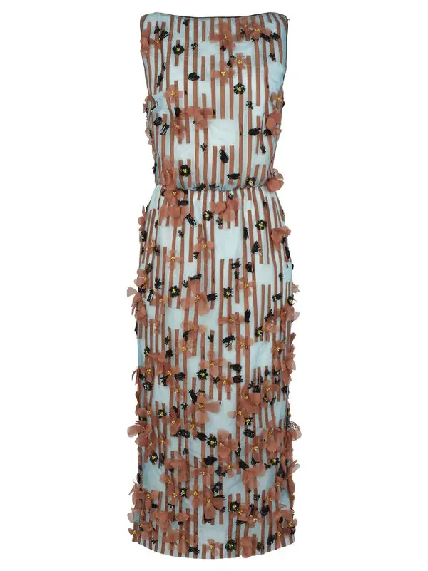 Rachel Comey Chelsea Midi Dress With Embroidered Floral Appliques - Blue