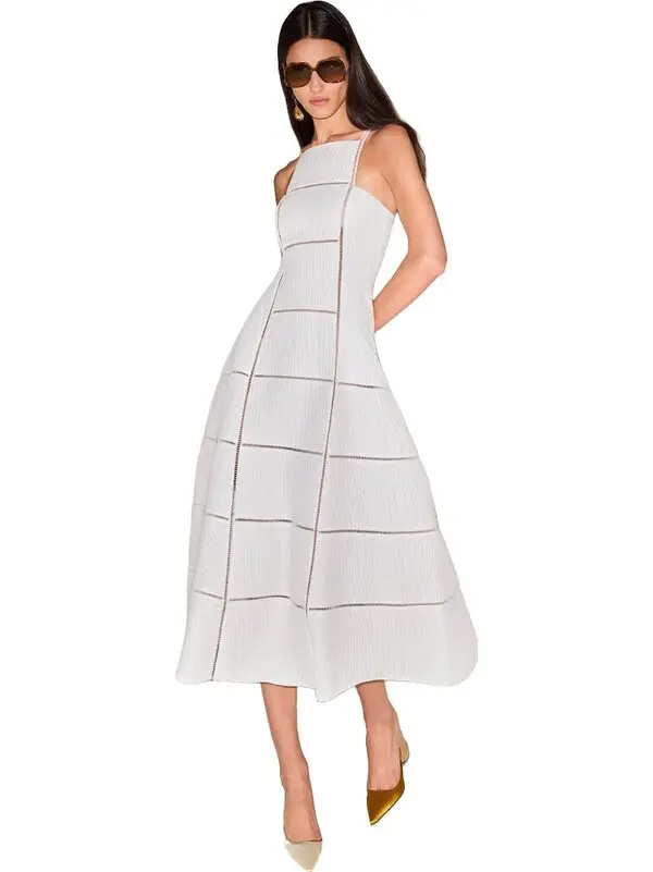 Alexis Adine Linen-silk Midi Dress - White
