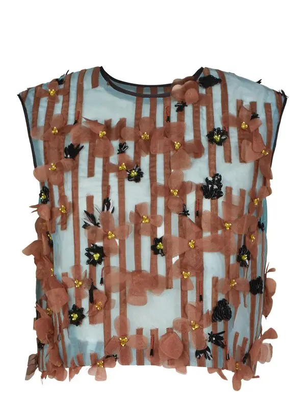 Rachel Comey Yana Embellished Sleeveless Cropped Top - Blue