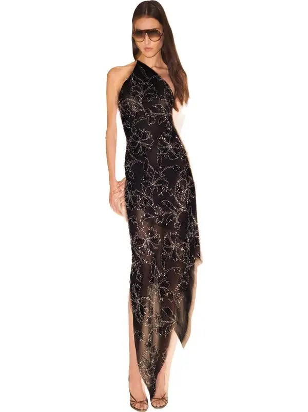 Alexis Laurent Halterneck Gown - Black
