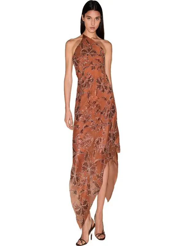 Alexis Laurent Halterneck Gown - Bronze