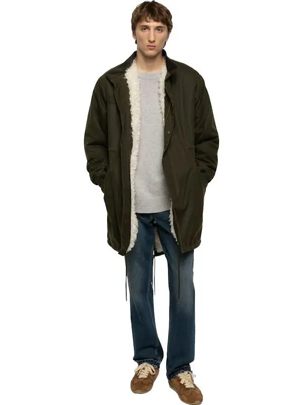 Zadig&Voltaire Waxed Cotton Parka With Faux Fur Lining And Stand Collar - Moss