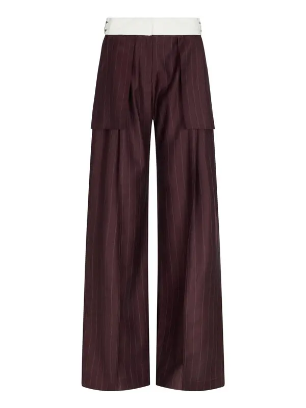 Serena Bute Wool Pinstripe Inside Out Trouser - Red