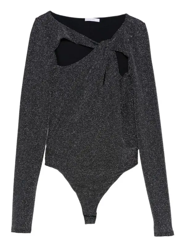 Patrizia Pepe Cut-out Bodysuit With Twisted Detail - Black