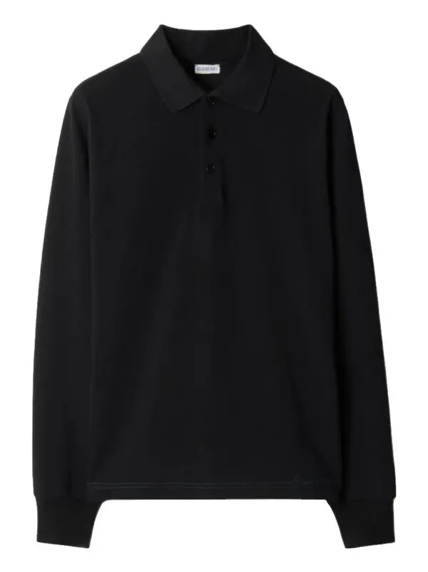 Burberry Long-sleeve Cotton Polo Shirt - Black