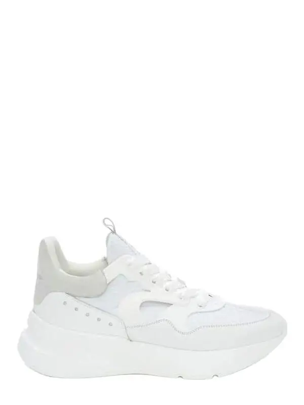 Alexander McQueen Leather Sneakers With Suede Heel Stabilizer - White
