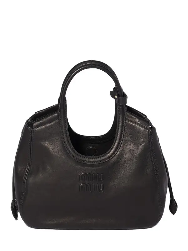 Miu Miu Ivy Nappa Leather Tote Bag - Black