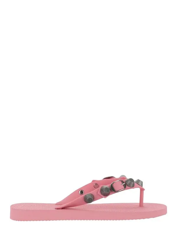 Balenciaga Cagole Thong Sandals With Studs And Buckle Detail - Pink