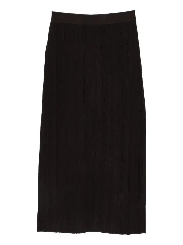 ALYSI Ribbed Knit Skirt With Vertical Stripes - Brown