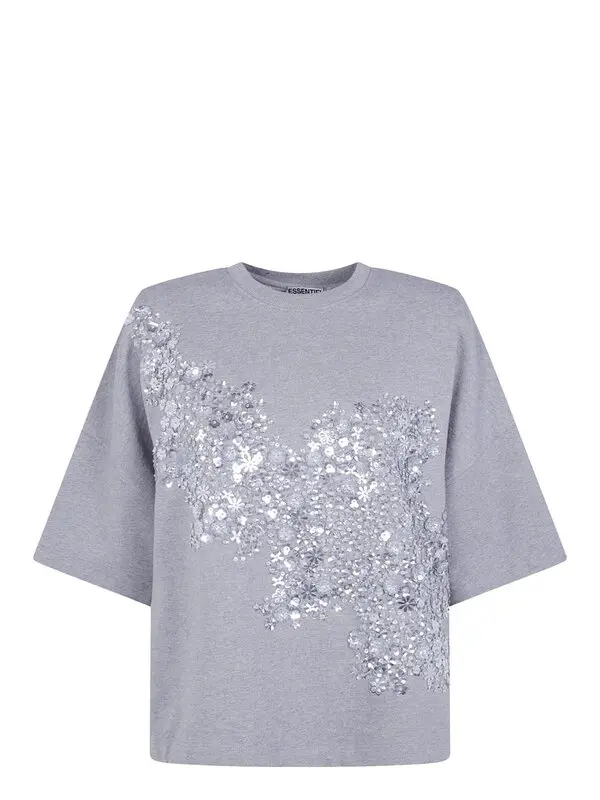 Essentiel Antwerp Crew Neck Top With Sequin Embellishments - Gray