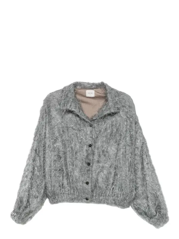ALYSI Textured Button-front Jacket - Grey
