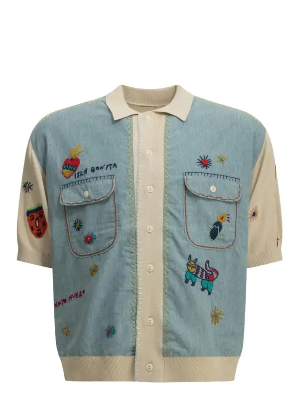 Kapital Knit X Chambray Polo Shirt Isla Bonita' Casual Shirt - Beige