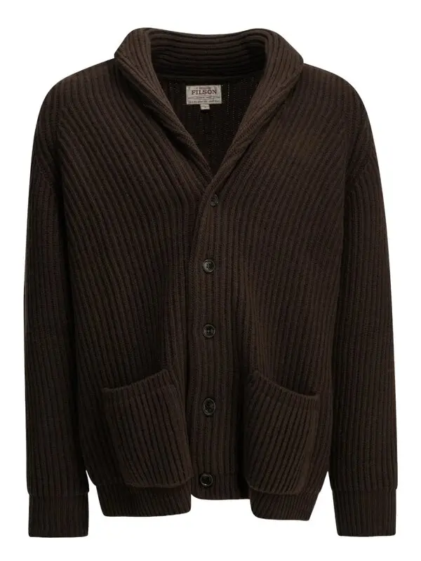 Filson Long Sleeve Single-breasted Shawl Collar Cardigan - Brown