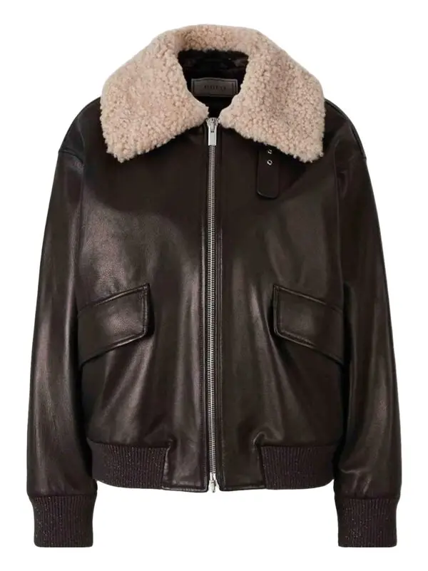 Peserico Zip-up Bomber Jacket With Plush Collar - Black